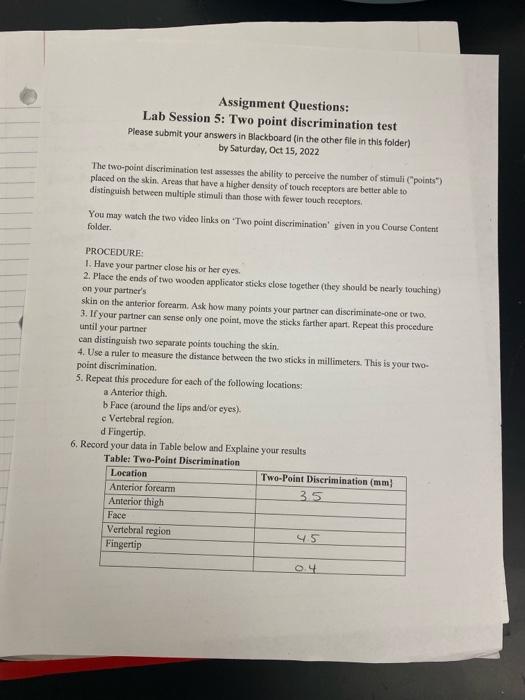 Solved Assignment Questions: Lab Session 5: Two point | Chegg.com
