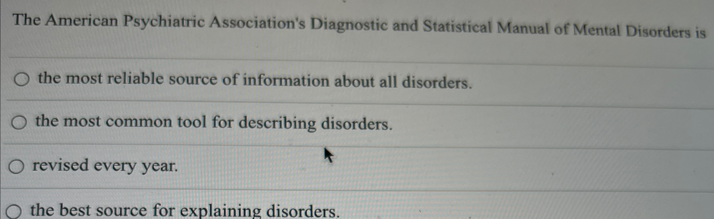 Solved The American Psychiatric Association's Diagnostic and | Chegg.com