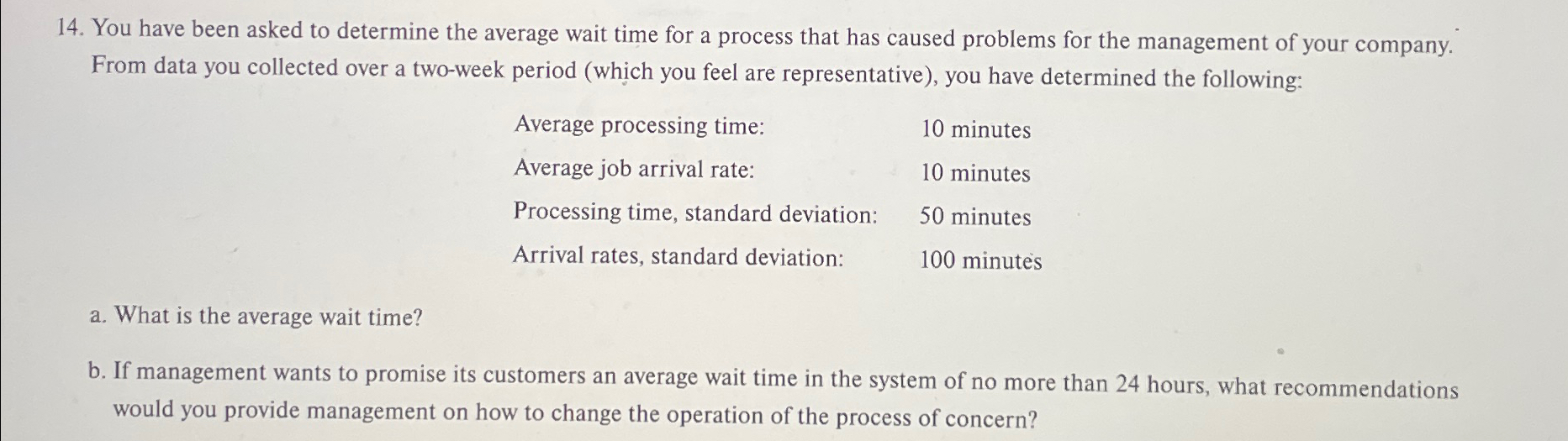 Solved You have been asked to determine the average wait | Chegg.com