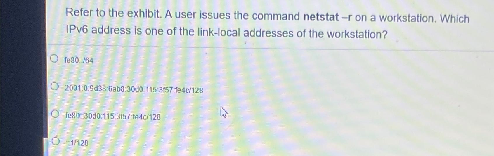 Solved Refer to the exhibit. A user issues the command | Chegg.com