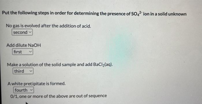 Solved Put the following steps in order for determining the | Chegg.com