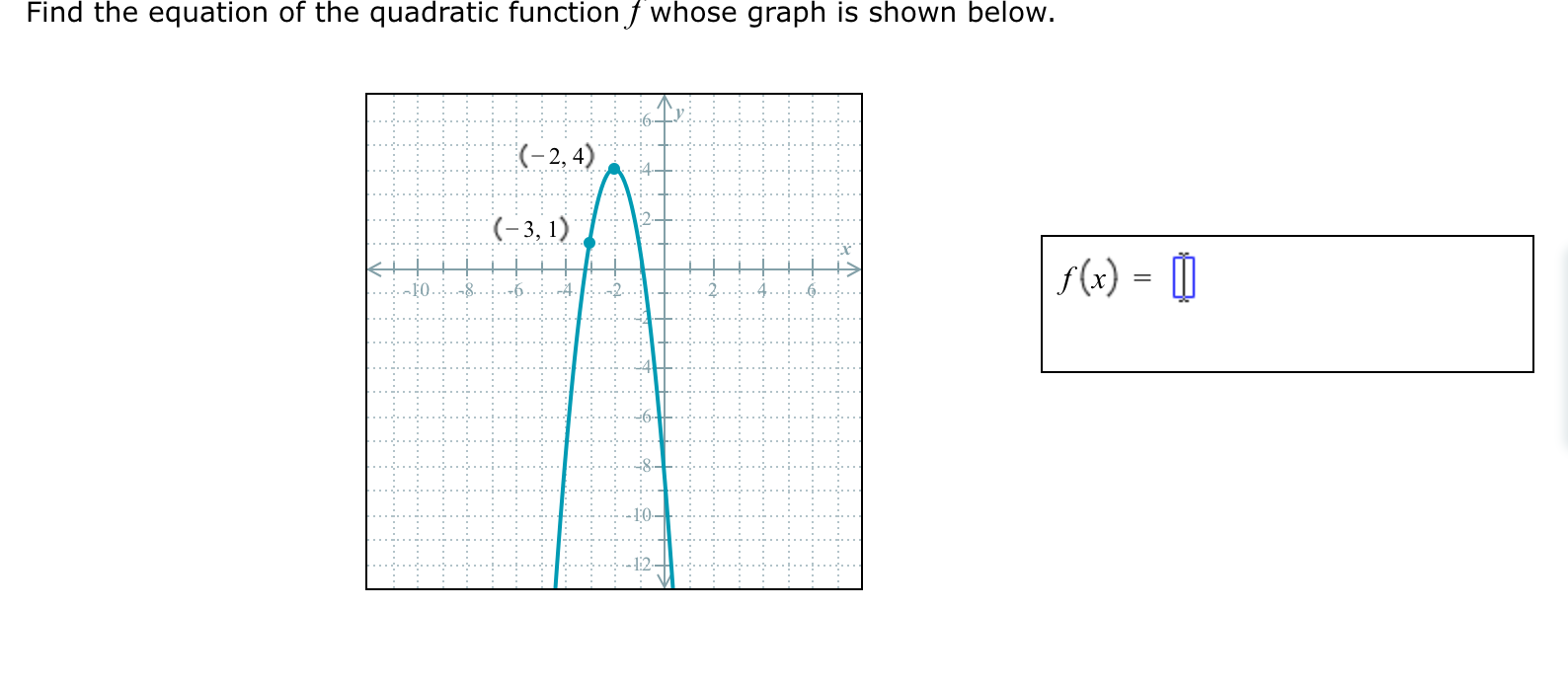 Solved Find the equation of the quadratic function f ﻿whose | Chegg.com