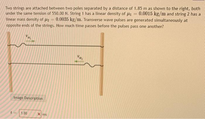 Solved Two strings are attached between two poles separated | Chegg.com