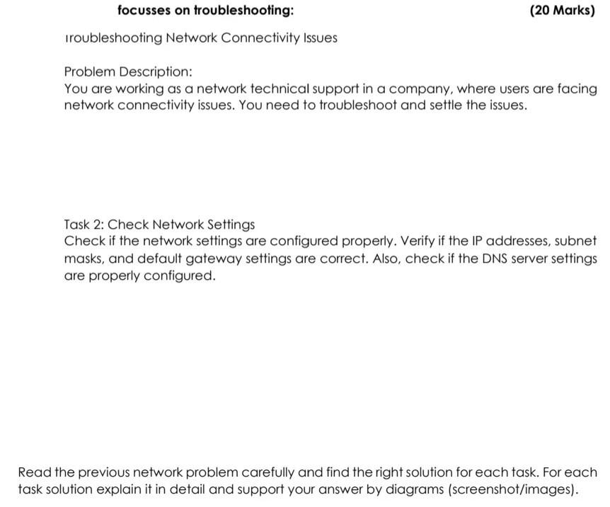 Solved focusses on troubleshooting: (20 Marks) | Chegg.com