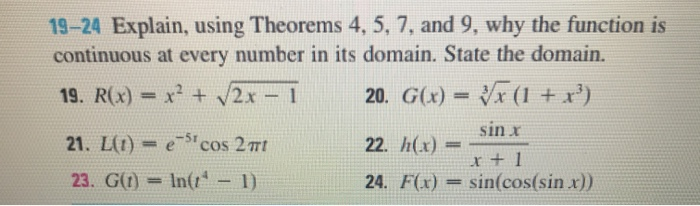 Solved 19 24 Explain Using Theorems 4 5 7 And 9 Why The