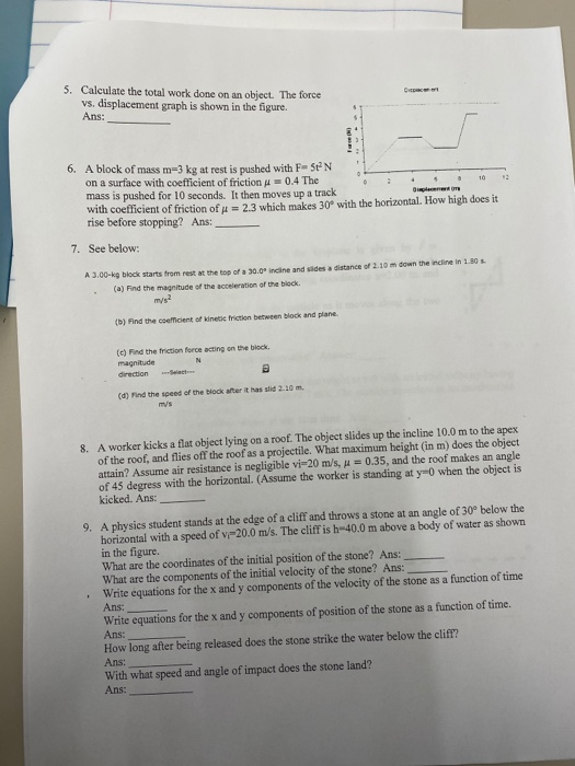 Solved 5. Calculate the total work done on an object. The | Chegg.com