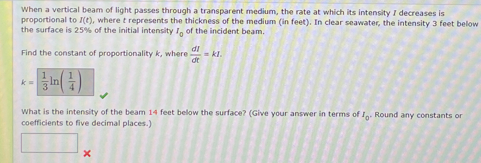 Solved When a vertical beam of light passes through a | Chegg.com
