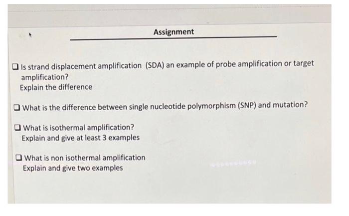 Solved Is strand displacement amplification (SDA) an example | Chegg.com Solved Is strand displacement amplification (SDA) an example | Chegg.com