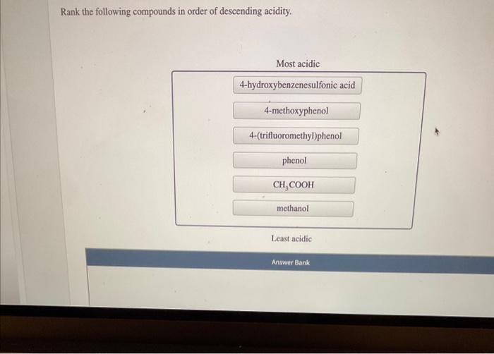 Solved Rank the following compounds in order of descending | Chegg.com