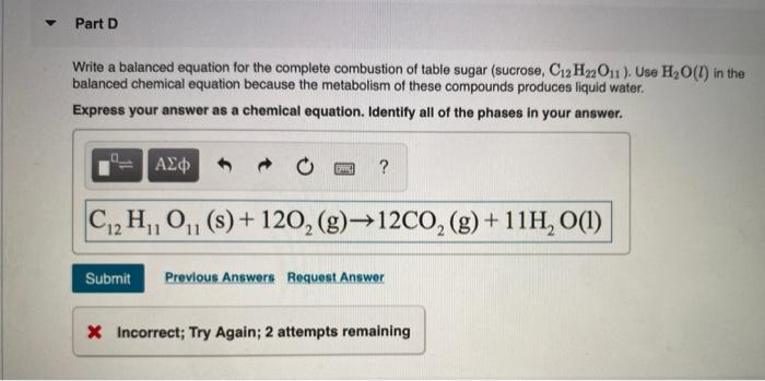 Solved Part D Write a balanced equation for the complete | Chegg.com