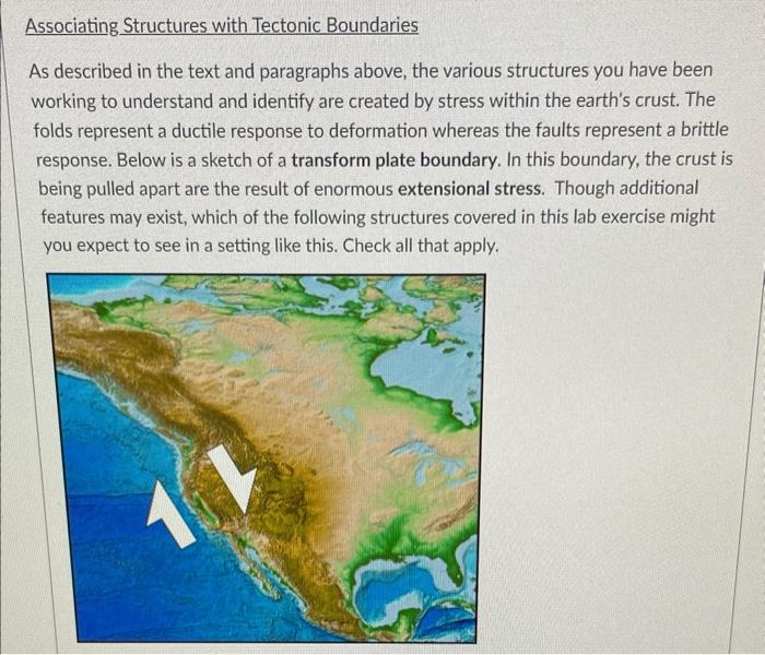 Solved Associating Structures with Tectonic Boundaries As | Chegg.com