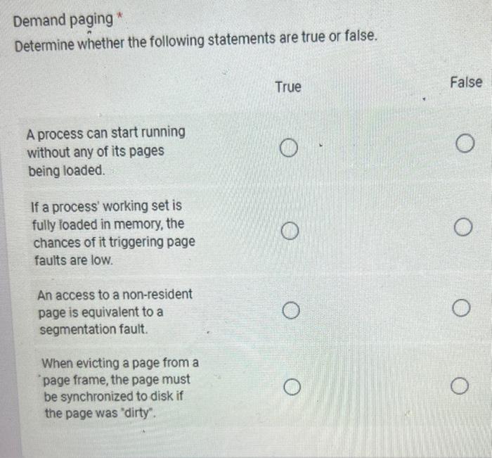 Solved Demand paging * Determine whether the following | Chegg.com