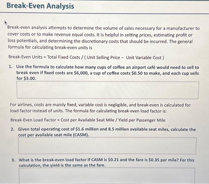Solved Break-even analysis attempts to determine the volume | Chegg.com