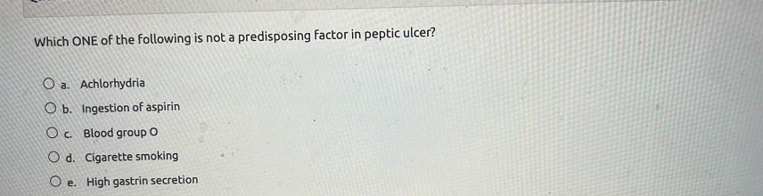 Solved Which ONE of the following is not a predisposing | Chegg.com