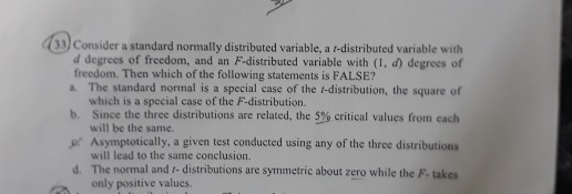 Solved Consider a standard normally distributed variable, | Chegg.com