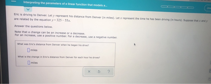 Solved Interpreting the parameters of a linear function that | Chegg.com