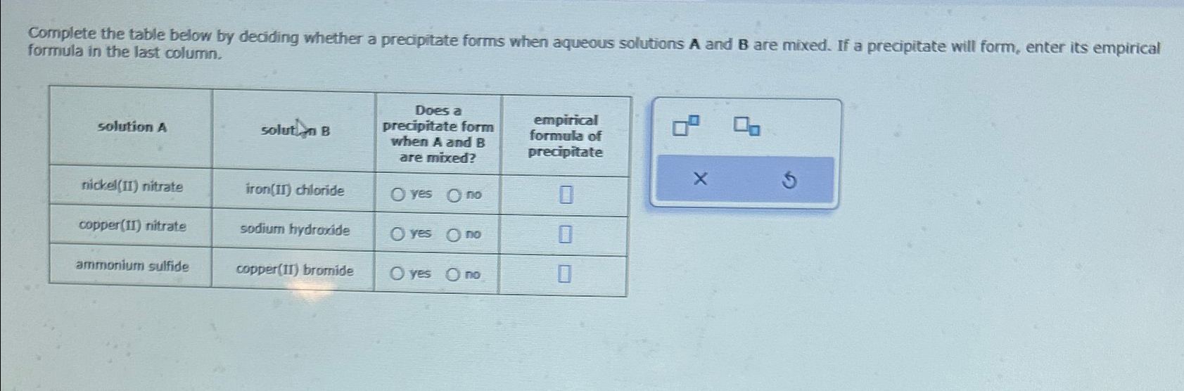 Complete the table below by deciding whether a | Chegg.com