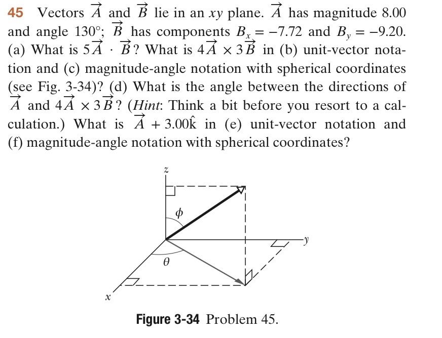 Solved 45 ﻿Vectors vec(A) ﻿and vec(B) ﻿lie in an xy ﻿plane. | Chegg.com