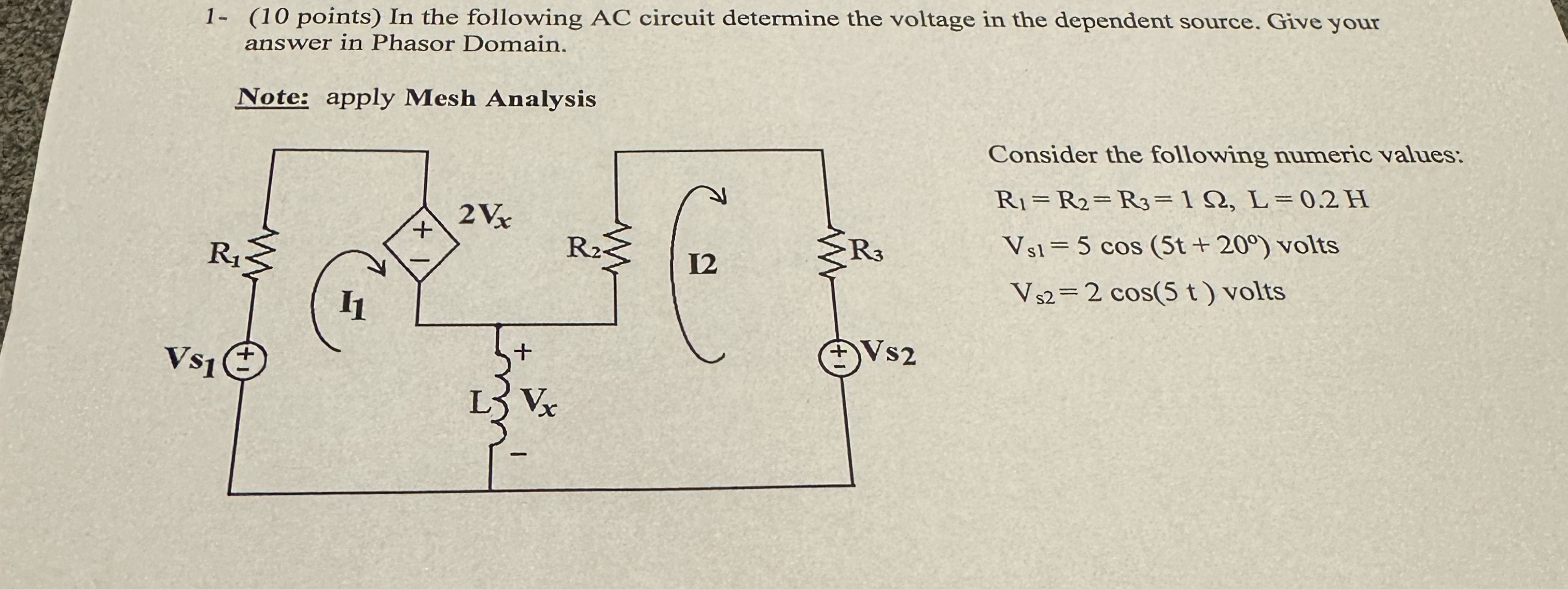 Solved 1- (10 ﻿points) ﻿In the following AC circuit | Chegg.com