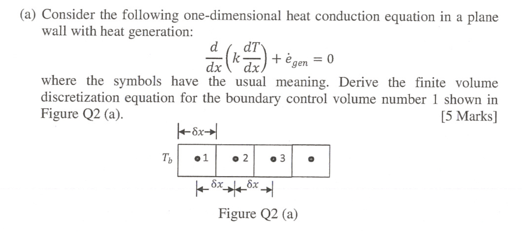 Solved (a) ﻿Consider the following one-dimensional heat | Chegg.com