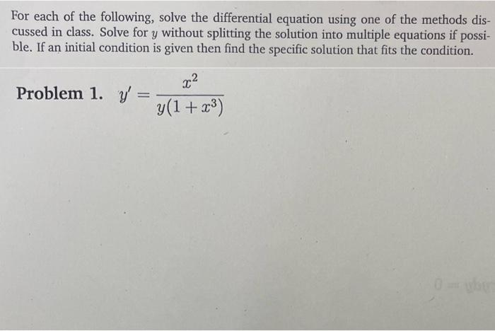 Solved For each of the following, solve the differential | Chegg.com