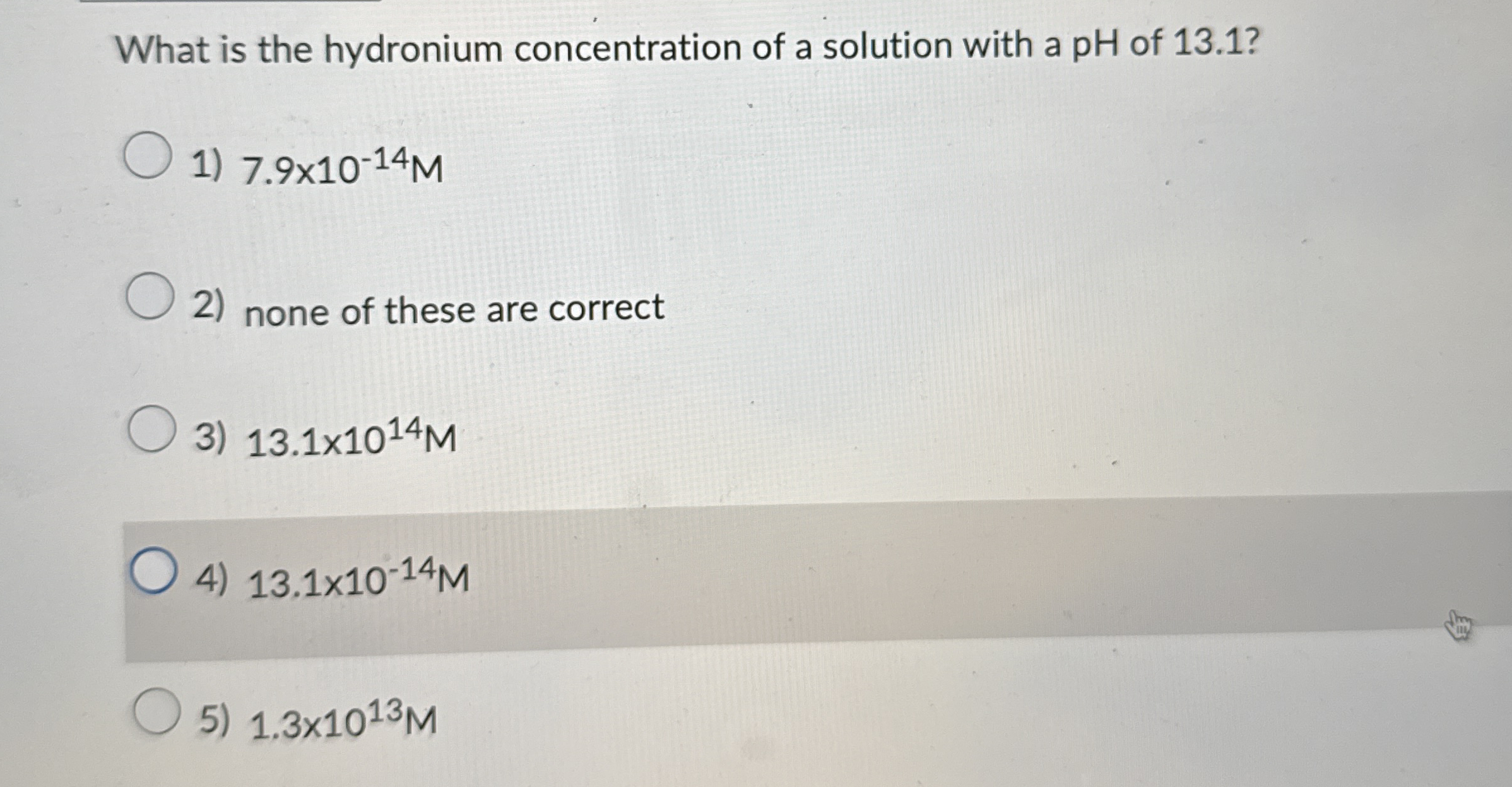 Solved What is the hydronium concentration of a solution | Chegg.com