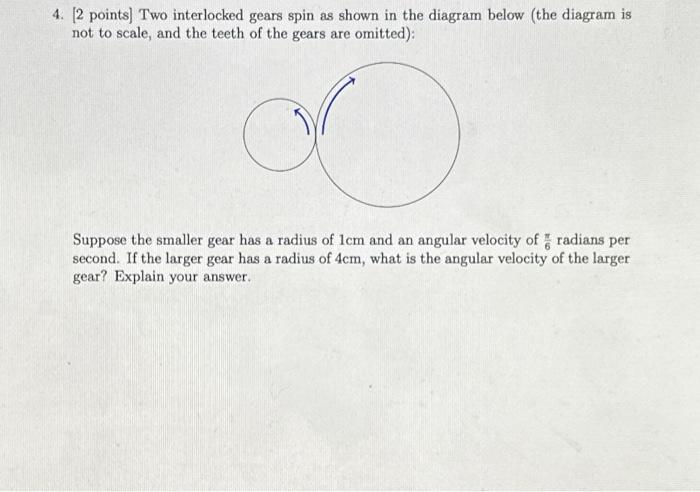 Solved 4. [ 2 points] Two interlocked gears spin as shown in | Chegg.com