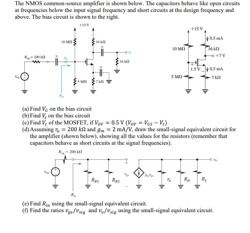Solved w The NMOS common-source amplifier is shown below. | Chegg.com
