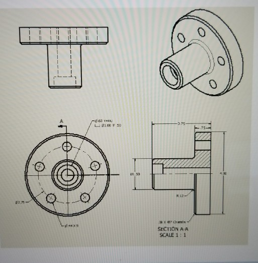 Solved Draw the set of multi-views and the 1 isometric view | Chegg.com