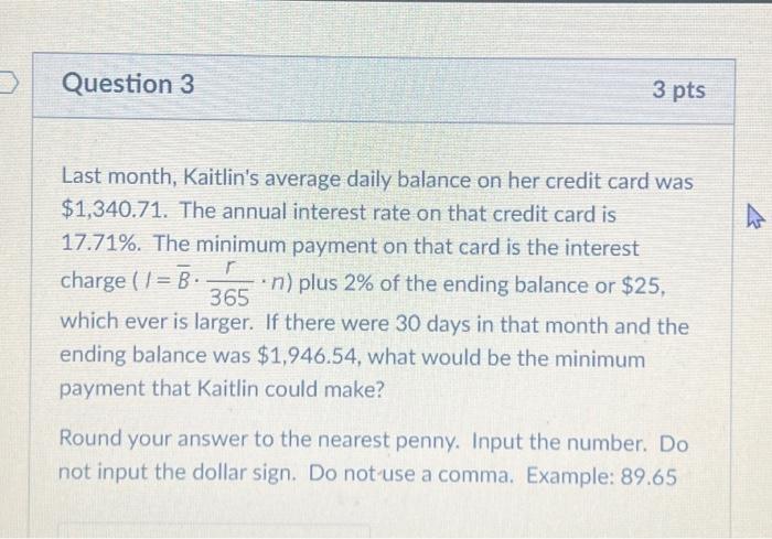 Solved Last month, Kaitlin's average daily balance on her | Chegg.com