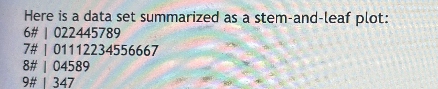 Solved Here is a data set summarized as a stem-and-leaf | Chegg.com