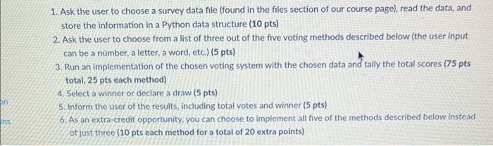Solved 1. Ask the user to choose a survey data file (found | Chegg.com