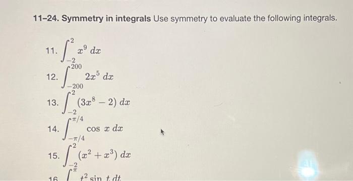 11-24. Symmetry in integrals Use symmetry to evaluate | Chegg.com