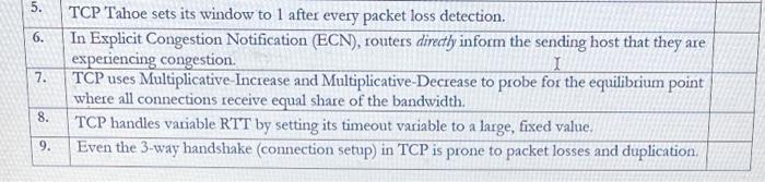 Solved 5. TCP Tahoe sets its window to 1 after every packet | Chegg.com