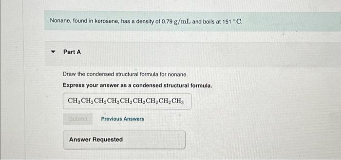 Nonane, found in kerosene, has a density of 0.79 g/mL | Chegg.com