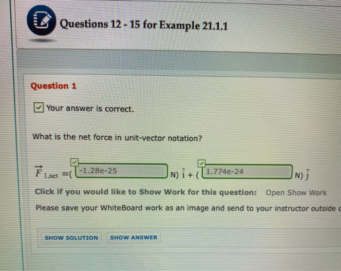 Solved Questions 12 - 15 for Example 21.1.1 Question 1 Your | Chegg.com