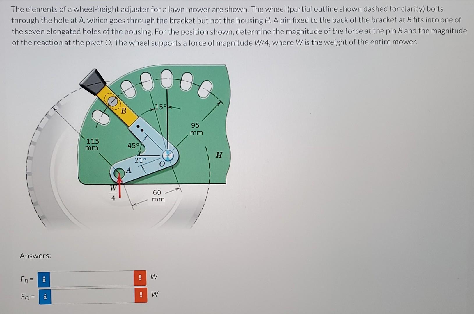 Solved The elements of a wheel-height adjuster for a lawn | Chegg.com