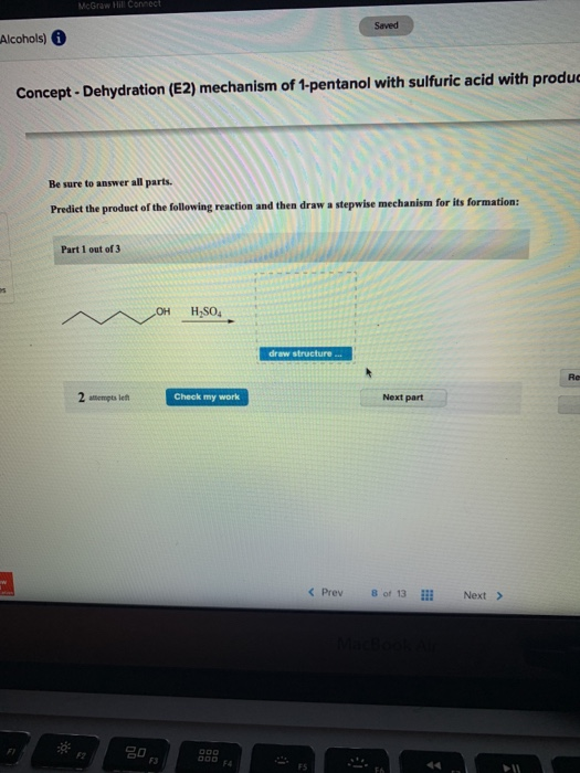 Solved Alcohols) Saved Concept - Dehydration (E2) mechanism | Chegg.com