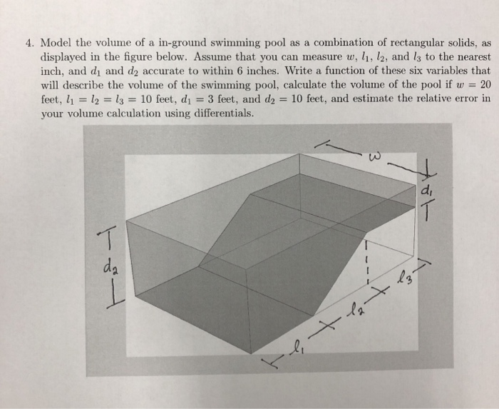 Solved 4. Model the volume of a in-ground swimming pool as a | Chegg.com
