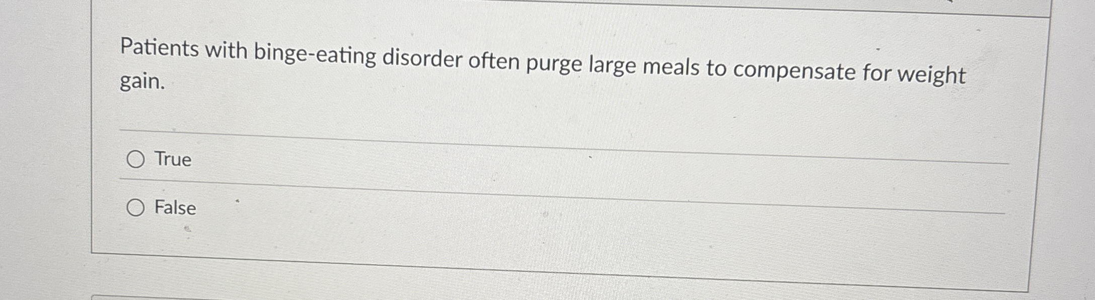 Solved Patients with binge-eating disorder often purge large | Chegg.com