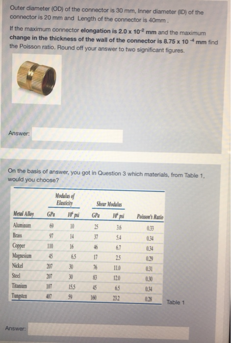Solved Outer diameter (OD) of the connector is 30 mm, Inner | Chegg.com