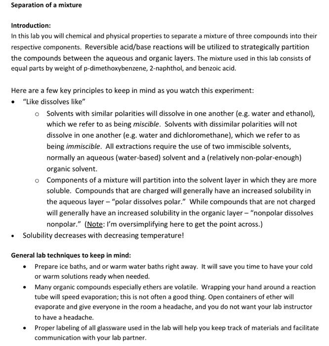 Solved Please create a flowchart for separation of the | Chegg.com