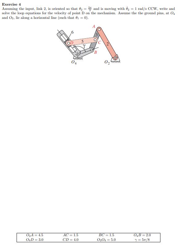 Solved Exercise 4Assuming the input, link 2, ﻿is oriented so | Chegg.com