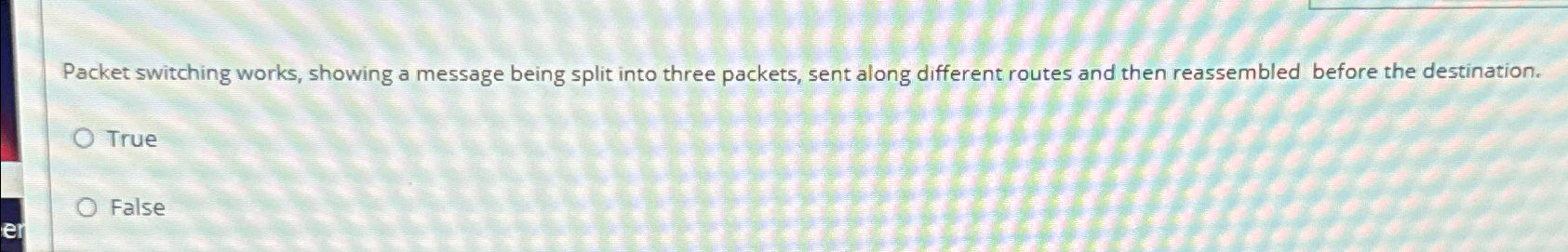 Solved Packet switching works, showing a message being split | Chegg.com
