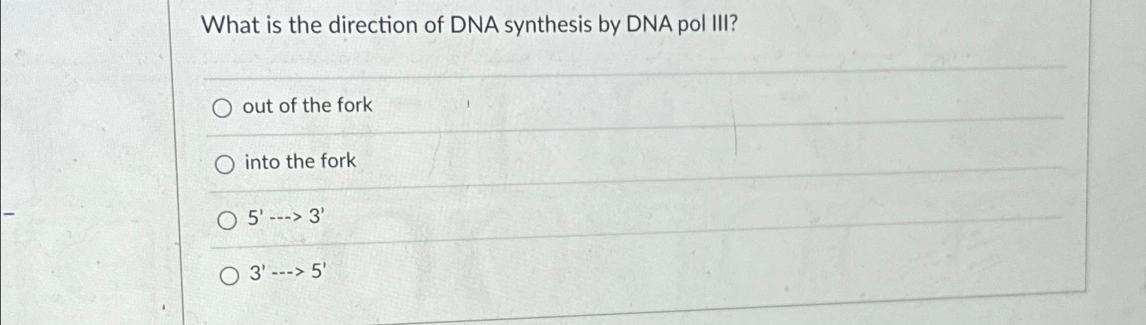 Solved What is the direction of DNA synthesis by DNA pol | Chegg.com