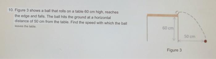 Solved 10. Figure 3 shows a ball that rolls on a table 60 cm | Chegg.com