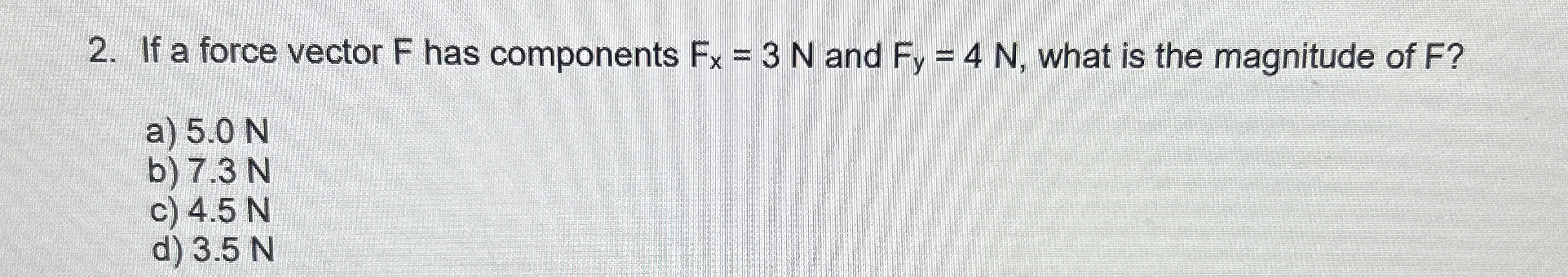 Solved If a force vector F ﻿has components Fx=3N ﻿and Fy=4N, | Chegg.com