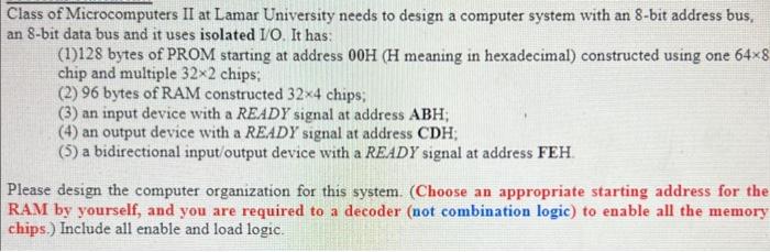 Class of Microcomputers II at Lamar University needs | Chegg.com