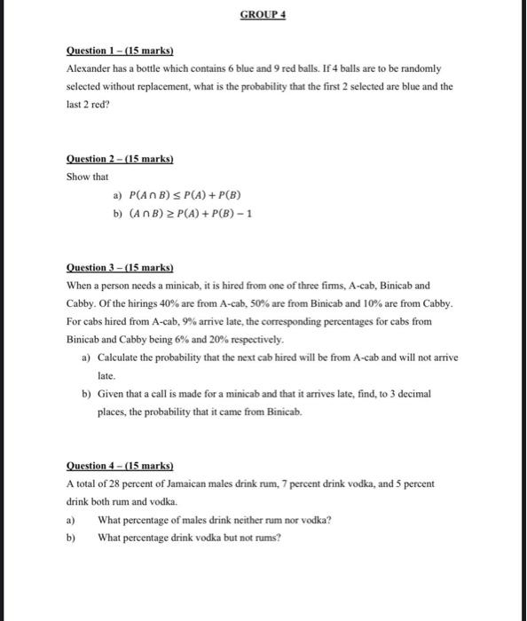 Solved Question 1 - (15 marks) Alexander has a bottle which | Chegg.com