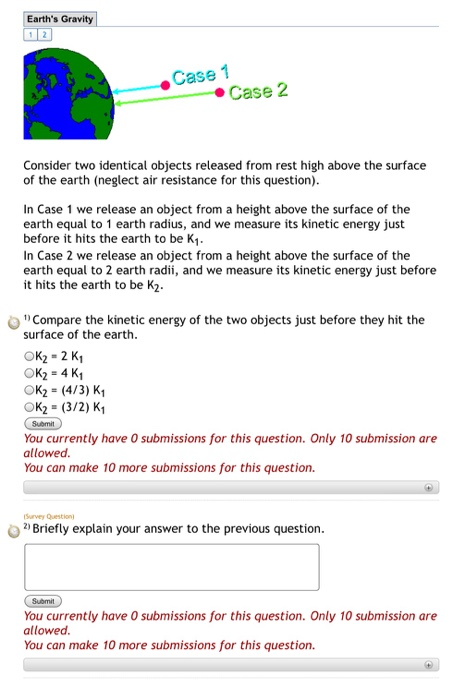 Solved Earths Gravity Case 1 Case 2 Consider Two Identical